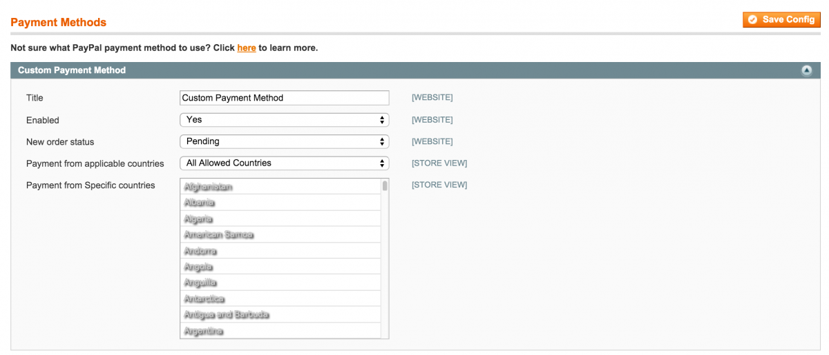 Magento Custom Payment Method - Siphor